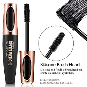 4 Pack 4D Silk Fiber Lash Mascara Extension Voluminous Fiber Mascara Waterproof & Smudge-Proof Mascara Long-Lasting No Flaking Natural No Clumping,All Day Exquisitely Full