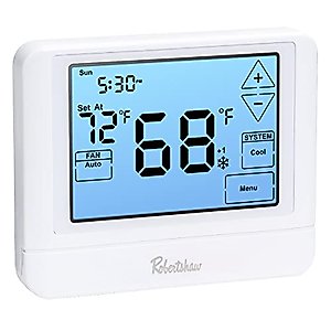 Robertshaw RS9320T Pro Series 7-Day Programmable Touchscreen Thermostat, Multi-Stage, 3 Heat, 2 Cool White