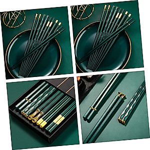Holibanna 5 Pairs Japanese Alloy Chopsticks Kitchen Frying Chopsticks Kit Sushi Japanese Chopsticks Vintage Chopsticks Japanese Chop Sticks Sushi Chopsticks Tableware The Pet Glass