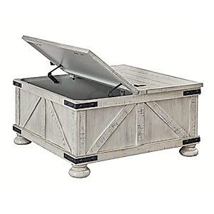 Signature Design by Ashley Carynhurst Casual Cocktail Table with Storage, Whitewash