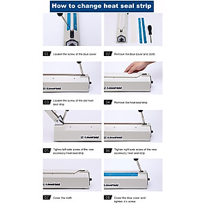 Impulse Sealer Repair Kits for LinsnField 12inch Sealer Pros, PTFE & Width of 7-mm Heat Seal Strips, Length(Including Hole) of 13.4inch, Pack of 6