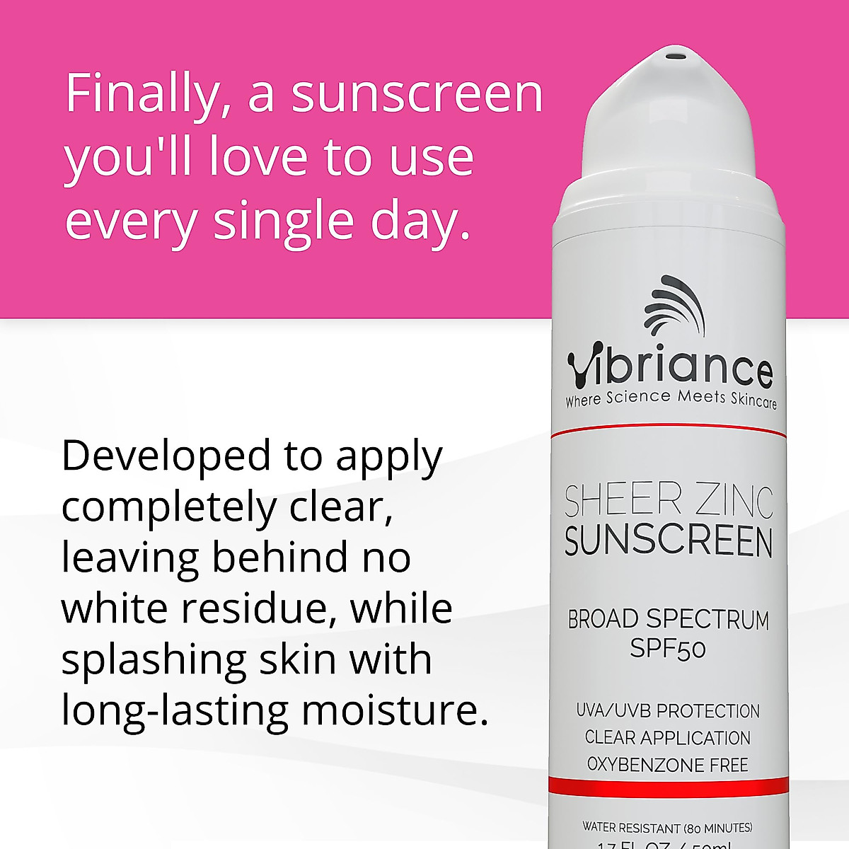 Vibriance Sheer Zinc Oxide Face Sunscreen, 1.7 fl oz - Broad Spectrum SPF 50 Tinted Moisturizer - Sensitive Skin Friendly