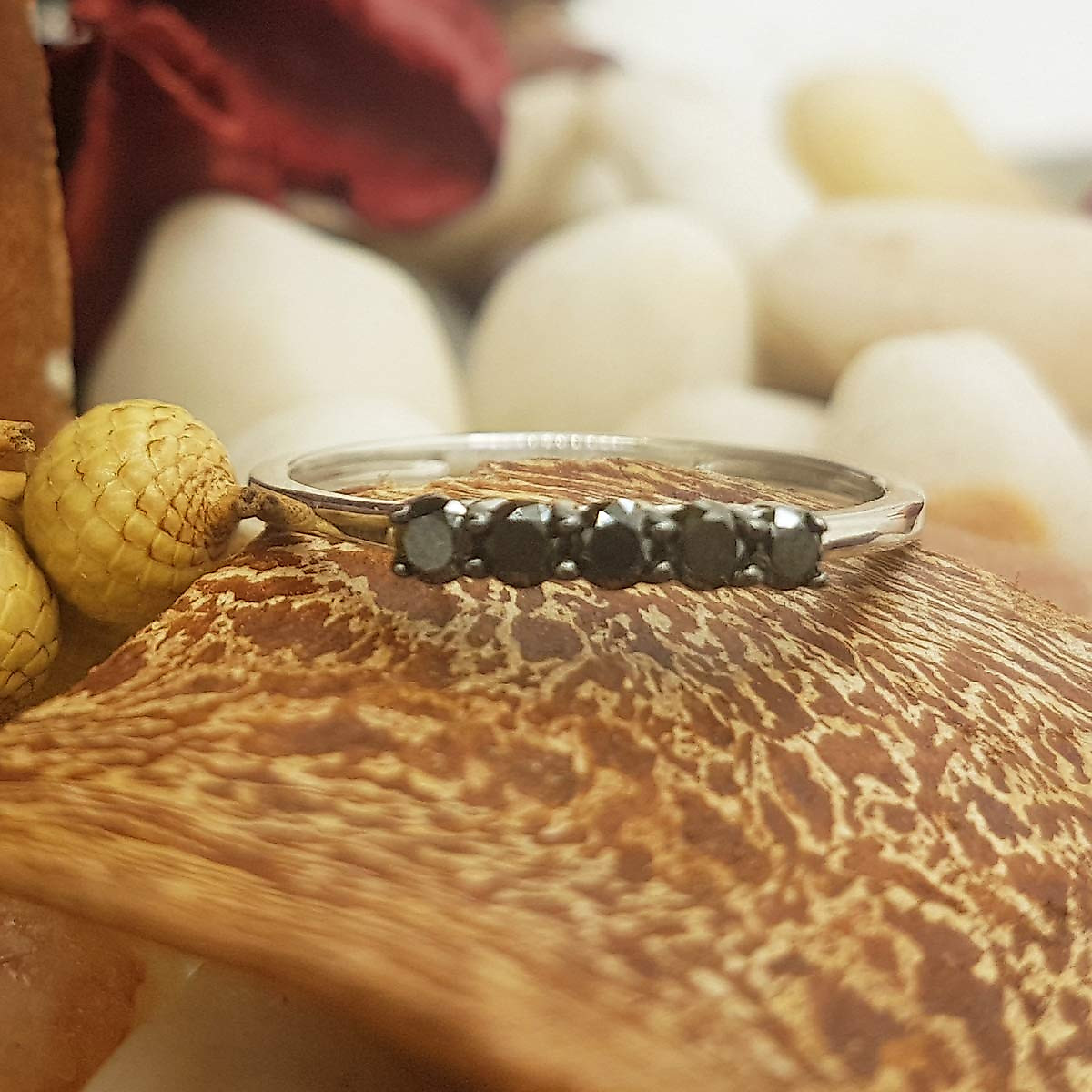 Dazzlingrock Collection 0.37 Carat (ctw) Sterling Silver Round Black Diamond Women Anniversary Wedding Band Ring 1/3 CT, Size 8