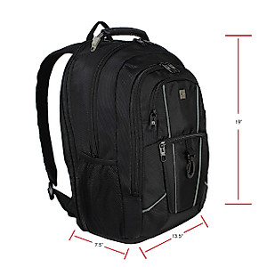 Dejuno Commuter Backpack Checkpoint-Friendly 15.6" Laptop Pocket, Black, Inch
