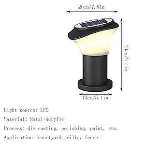 VELLOW Outdoor Courtyard Solar Post Lights Modern Creative Solar Home Villa Decoration Column Light LED Waterproof Warm White Post Lamp Decorations Landscape Lighting for Patio Porch Railing