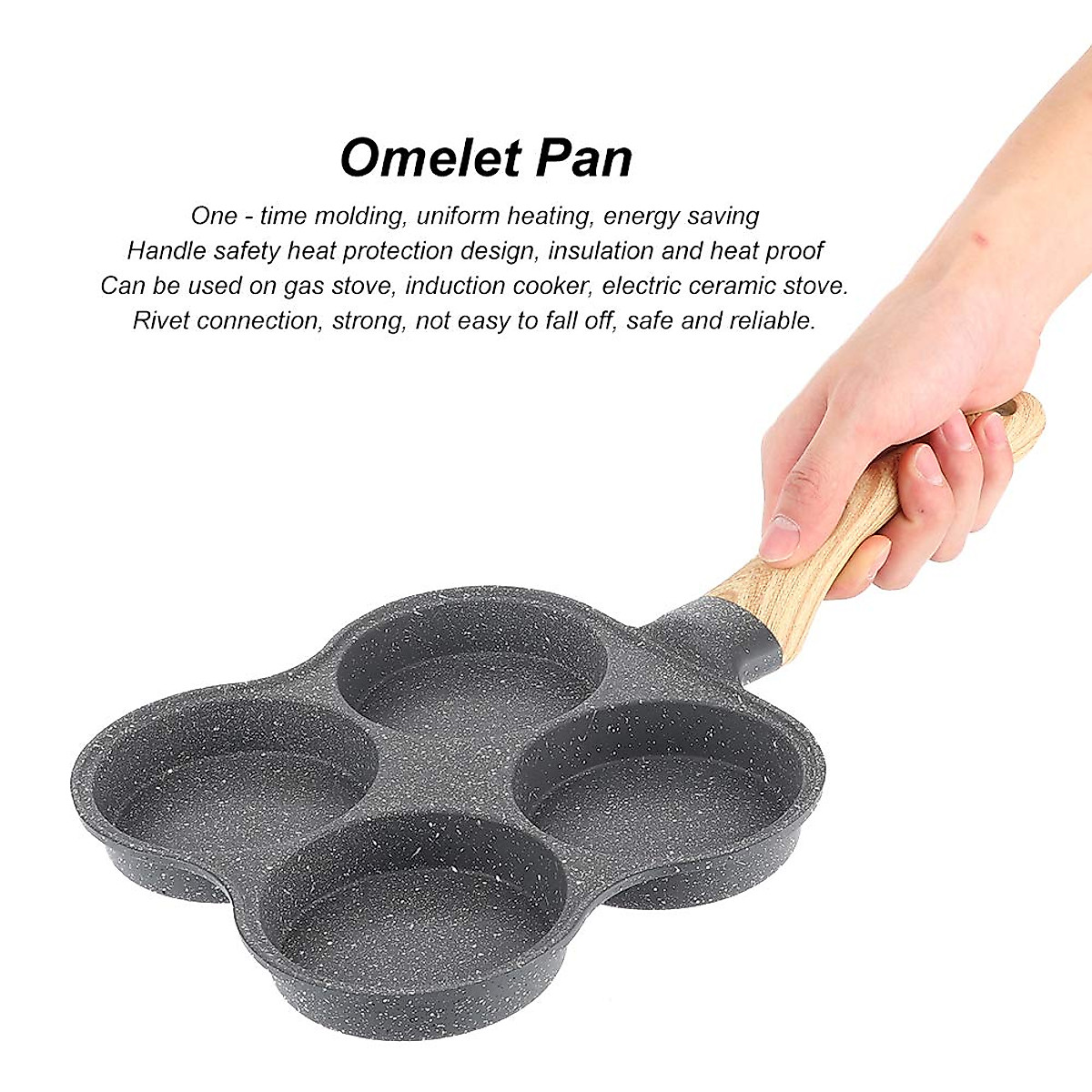 Multi Egg Frying Pan, 4 Hole Omelet Pan Non Stick Frying Pans Breakfast Pancake Maker for Induction Cooker Gas Stove