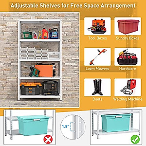 Tangkula Garage Storage Shelves for Free Combination, 5-Tier Heavy Duty Metal Shelving Unit, Multipurpose Organizing Rack for Basement Warehouse Garage, Simple Assembly, 39 x 16 x 74 Inch (1, White)