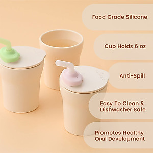 Miniware 1-2-3 Sip! Training Cup for Baby Toddler Self Feeding & Development, Tiny Cup Perfect for Baby Led Weaning, Non Drip Lid, Dishwasher Safe (Key Lime + Key Lime)