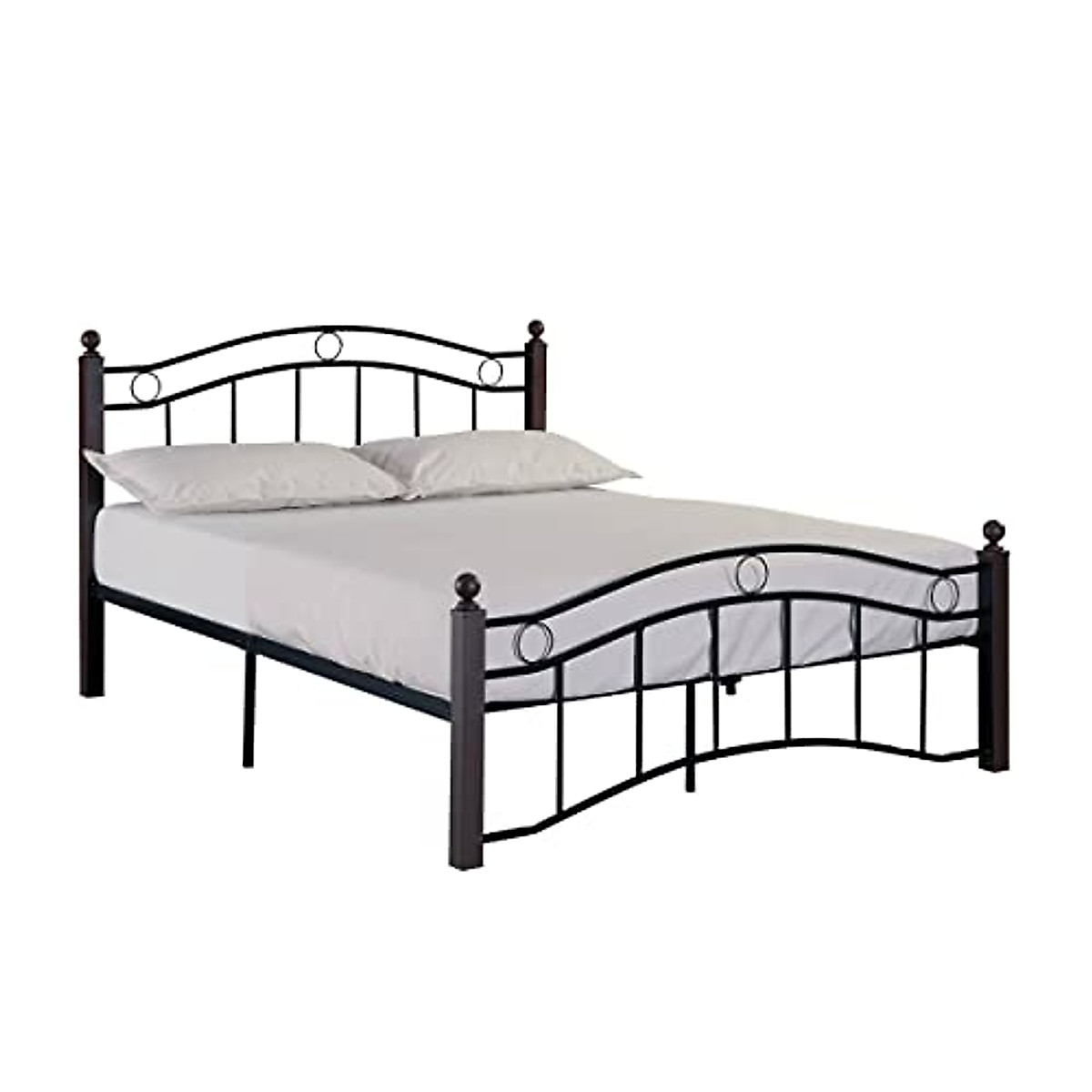 Epinki Full Size Metal Bed Frame with Headboard and Footboard, Black, No Box Spring Needed, Easy Assembly