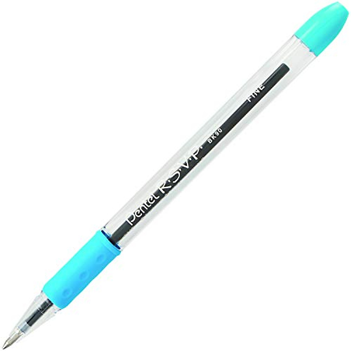 Pentel R.S.V.P. Ballpoint Pen, 0.7mm Fine Tip, Sky Blue Ink, Box of 12 (BK90-S)