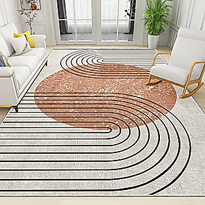 Tritard Mid Century Boho Abstract Area Rug Modern Geometry Line Art Home Decor Easy Clean Rug Soft Non-Shedding Non-Slip Backing Rugs Floor Carpet for Living Room Bedroom, 8'x10'