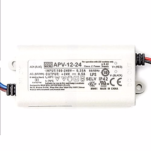 DynMach APV-12-24 12W 24V 0.5A High Efficiency LED Lighting Power Supply - Compact and Waterproof for LED Applications