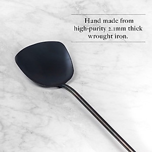 15” Long Hand Forged Iron Wok Utensil set for Mammafong Carbon Steel Wok, Pre-seasoned Stir Fry Wok Spatula & Ladle… (Wok Spatula)