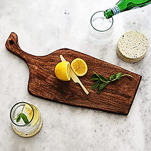 Main + Mesa Modern Mango Wood Cutting Board with Handle, Espresso Finish