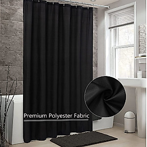 LLSCL Fabric Shower Curtain Liner, Waterproof Hotel Quality, Bathroom Curtains Rust Resistant Grommets, 72 x 72 Machine Washable (Black)