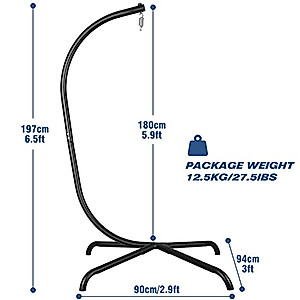 Chihee Hanging Egg Chair Stand,Strong Iron Hammock Chair Frame with Spring Hook Stable Base,Heavy Duty Swing Chair Stand 330 lbs,C Stand for Hanging Chair Indoor Outdoor Bedroom Patio Garden Balcony