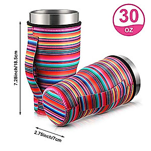 4 Pieces Coffee Cup Sleeve Reusable Neoprene Insulated Sleeves Cup Cover Holders Drinks Sleeve Holder for 30-32 oz Cold Hot Beverages, 4 Styles