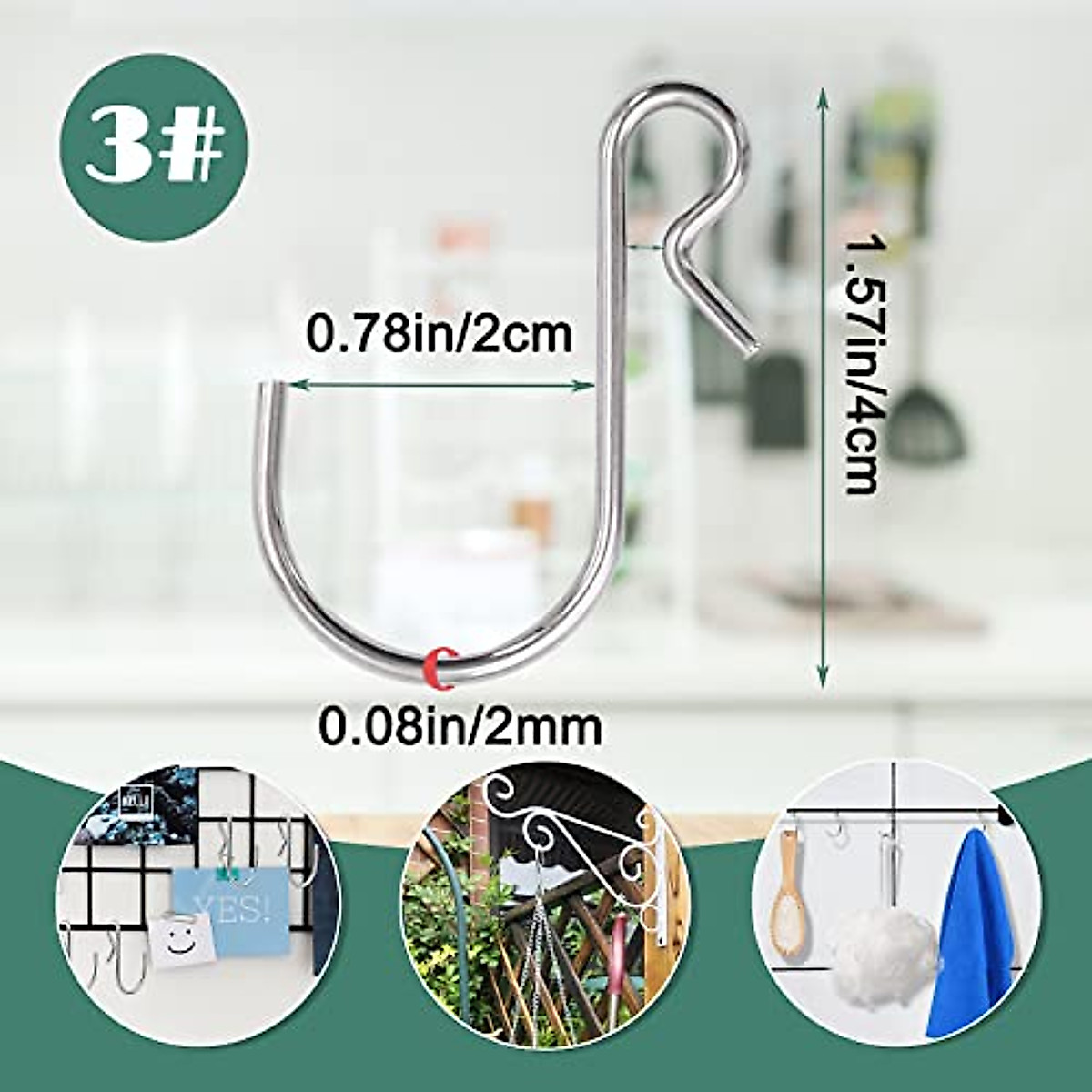 40 Pcs Small S Hooks Stainless Steel Hanging Hook Curtain Track Roller Hooks for Kitchen Bathroom Office Garden Kitchen Tools Hanging Plants DIY Crafts Key Chain Jewelry Earrings