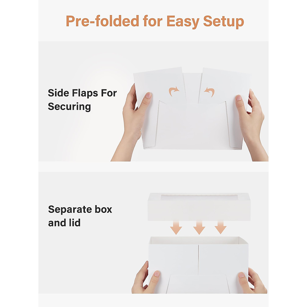 Kootek 10 Sets Cake Boxes 10 inch, 10x10x8 Inches White Bakery Box with Boards, Tall Cake Cardboard Containers for Multi-Layer Cakes, Cake Decorating for Mother's Day