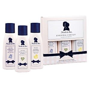 Noodle & Boo Essential Care 3 Piece Kit Super Soft Baby Lotion(2 Oz), Extra Gentle Shampoo(2 Oz) and Soothing Body Wash(2 Oz)