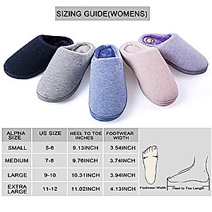 DL Womens Memory Foam Slippers, Cozy Slip on Bedroom/House Slippers For Indoor Outdoor, Comfy Women's Warm Soft Flannel Lining Home Slippers Size 7-8 Grey
