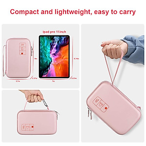 Canboc Hard Electronic Organizer Travel Case Electronics Accessories Cable Gadget Wire Storage Tech Bag Double Layer Shockproof Box for Charger Cord Flash Drive Mouse Apple Pencil Power Bank,Rose Gold
