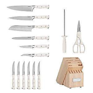 Cuisinart 15-Piece Knife Set with Block, High Carbon Stainless Steel, Forged Triple Rivet, Natural C77CTR-15P