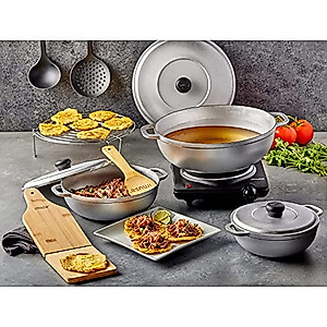 IMUSA USA Traditional Colombian Natural Caldero 3-Piece(1.5/3.5/7.0 Quart) Dutch Oven Set, Silver, Small