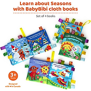 Cloth Books for Babies - Learn About Seasons, Playful Illustrations, Crinkle Pages & Cute Characters - for Babies 24 Months Old(Set of 4)