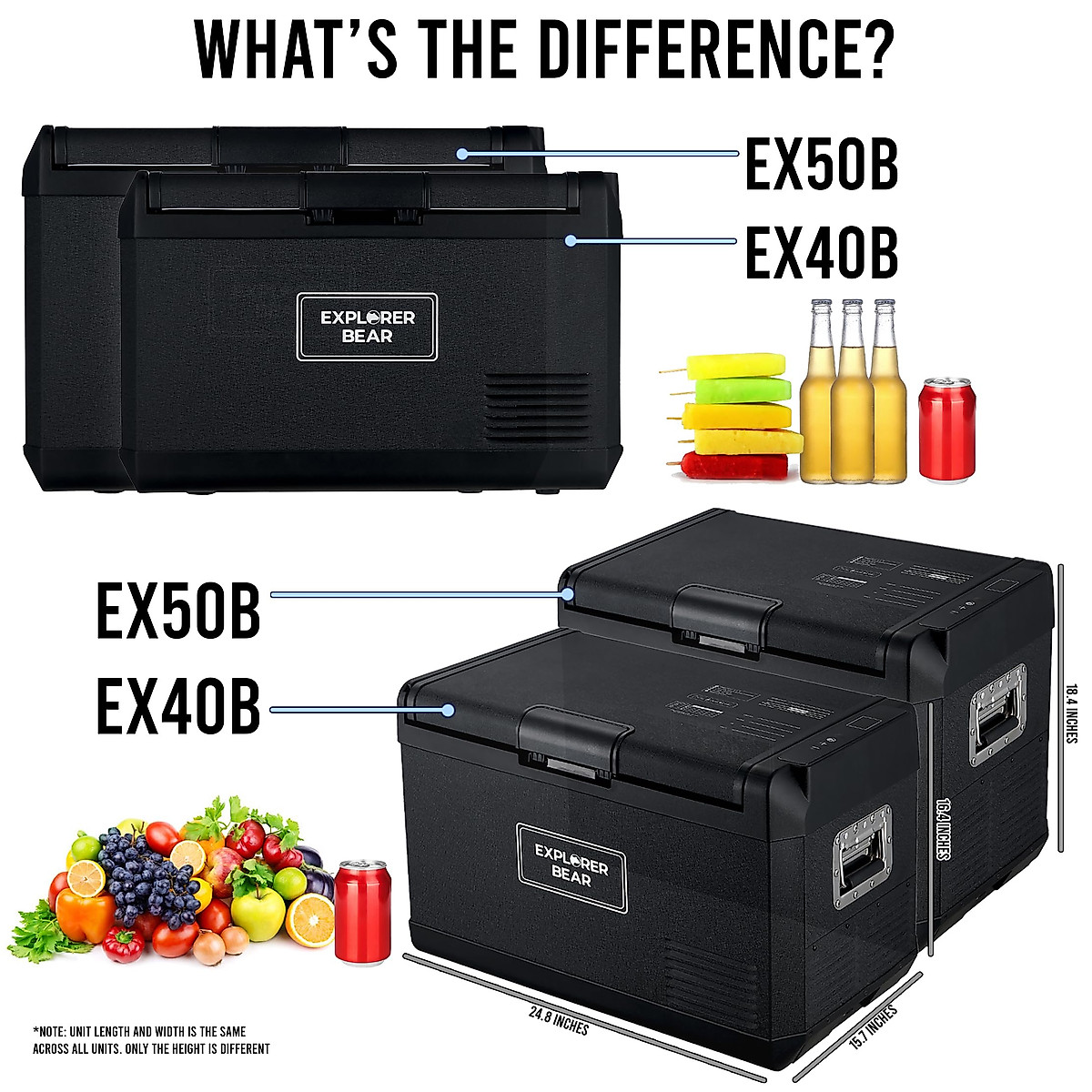 Explorer Bear 12 Volt Refrigerator 12V Car Fridge 40L/42.3Qt 12/24V DC 110-240V AC Portable Freezer Compressor Cooler 0℉-50℉ 3-Year Warranty For Truck Van RV SUV Boat Trailer Travel Road Trips Camping