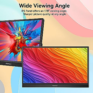 Akntzcs Portable Monitor, 14 Inch FHD 1080P USB-C Laptop Monitor HDMI Computer Display HDR Eye Care IPS Screen, External Travel Monitor for Laptop PC