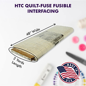 Superpunch Quilt-Fuse HTC3240-1 Interfacing/Interlining, White Fusible Interfacing Lightweight– 48” Wide Nonwoven 2” Layout Grid, Iron On Polyester/ Rayon Interfacing for DIY Crafts Supplies- USA Made