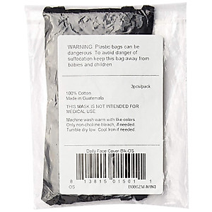 Amazon Essentials Reusable Face Cover, Black (Pack of 3)