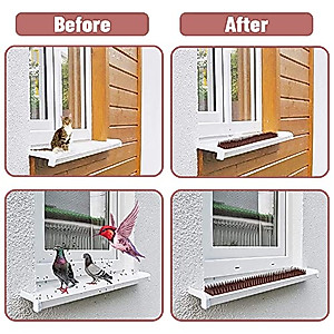 Pack of 12 Anti Bird Spike Strips for Fence Roof Railing Covering 17 Feet in Total - Plastic Squirrel Deterrent Cat and Raccoon Repellent Strips with 3 Foldable Segments