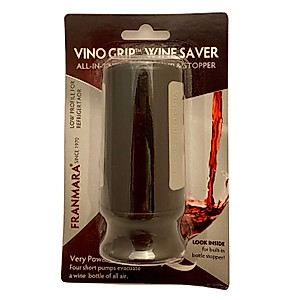 Franmara Vino Wine Saver Vacuum Pump and Stopper, Black, (Pack of 1) Rubberised Panel for Better Gripping