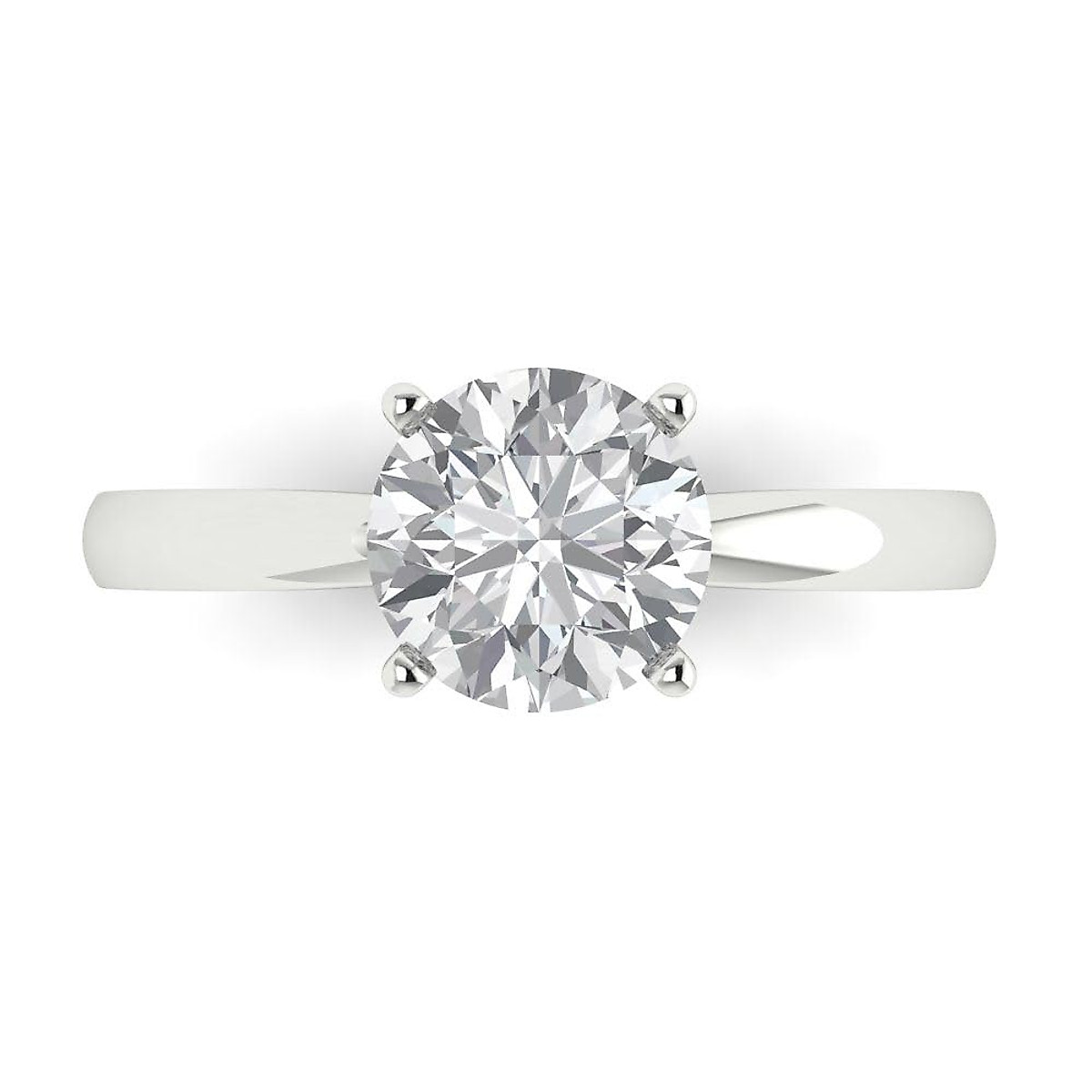 1.5 Ct Brilliant Round Cut Clear Simulated Diamond 14K White Gold Solitaire Engagement Promise Bridal Ring Size 5.25