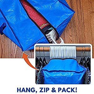 Jumbo Heavy-Duty Moving Bags, Clothing Storage Bags with Sturdy Zipper - Better than Moving Boxes - Perfect Clothes Storage Bins, Moving Supplies, Extra Large Tote Bag for Packing Supplies (4-Pack)