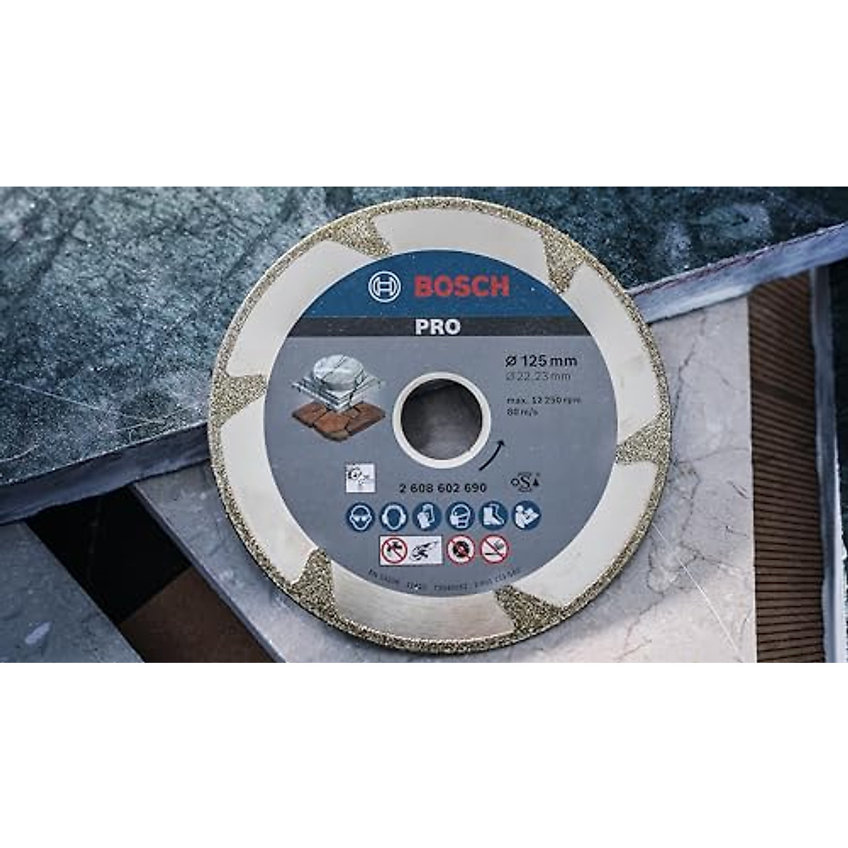 Bosch 2608602690 Diamond Cutting Disc Best for Marble, 125mm Ø, 22.23mm x 2.2mm x 3mm, Silver/Grey