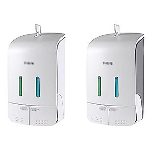 Soap Pump Dispenser Household Bathroom Hospital School Office Double Head Punch-Free Manual Wall-Mounted Soap Dispenser Resin Soap Dispenser White Bottles Dispenser (Color : Gold)