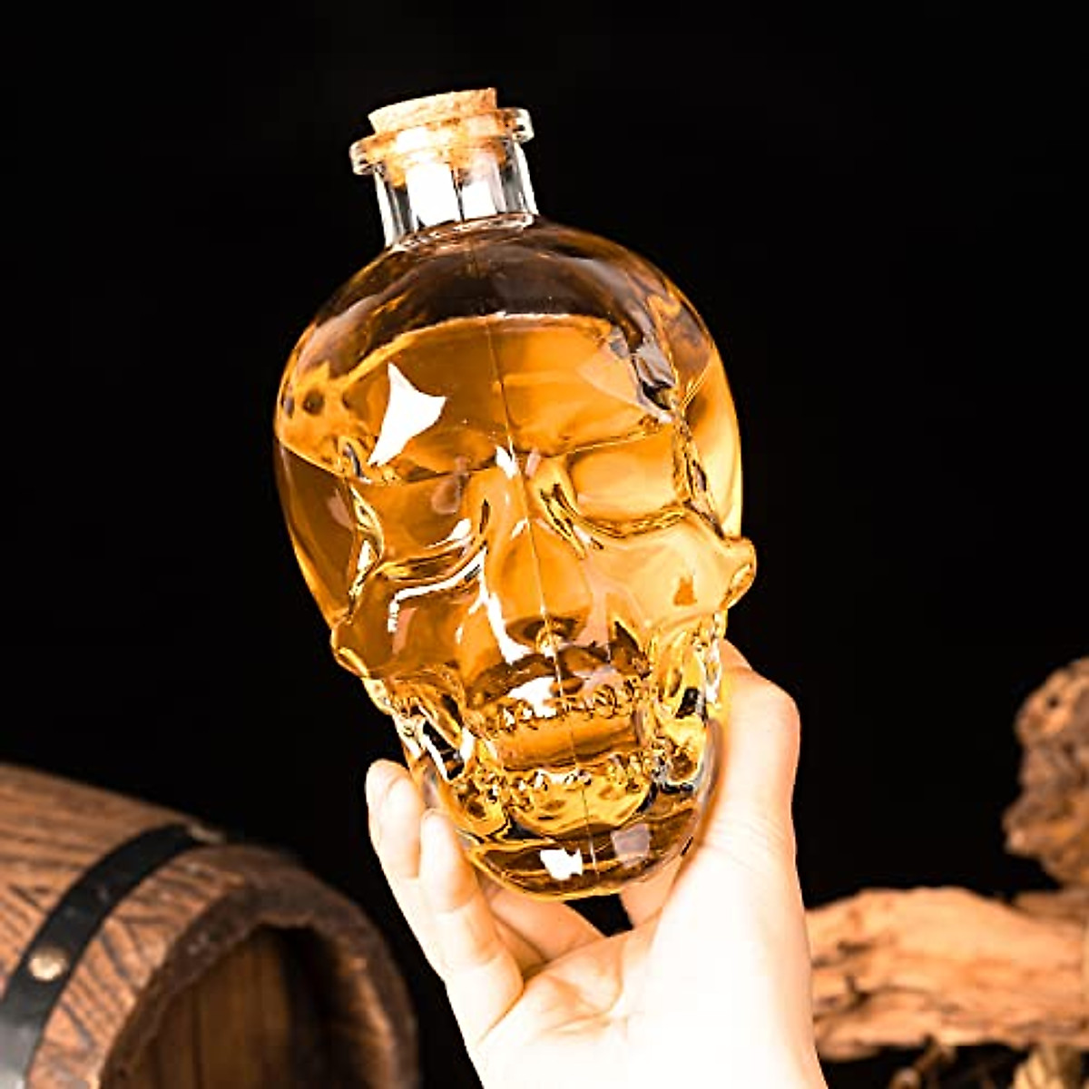 Skull decanter set-With 2 Skull glass vodka glass for Scotch, Bourbon, Liquor and Cocktail（750ML) Transparent