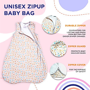 Premium Baby Sleep Sack with Baby BIB, 100% Cotton Toddler Sleeping Sack, Cute and Comfortable Baby Swaddle Sack has Adjustable Length for Infants and Toddlers (Grey, 6-15 Months)