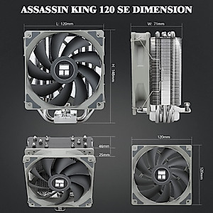 Thermalright Assassin King 120 SE CPU Air Cooler, 5 Heatpipes, TL-C12C PWM Fan, for AMD AM4/Intel LGA1700/1150/1151/1200/AM5
