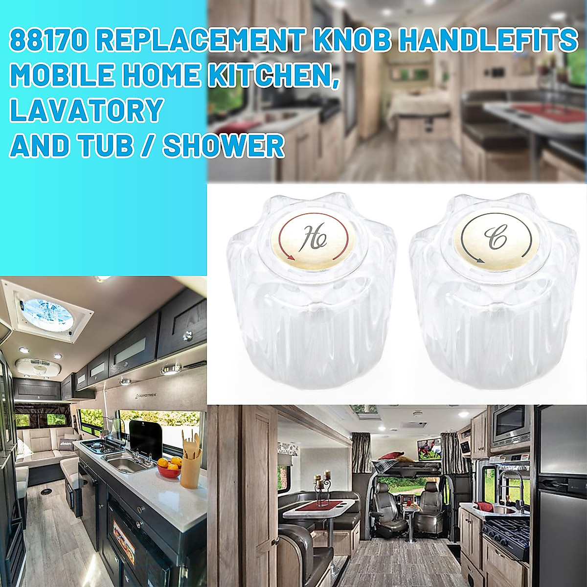 PuritySage Shower Faucet Handle Replacement,Compatible with Delta MP54260,Hot/Cold Shower Knobs with Acrylic Plastic(2-Pack)