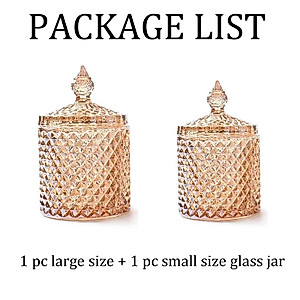 Candy Dishes with Lids-Candy Containers Glass Cookie Amber Jar for Candy Buffet Decorative Jars Candy Buffet Dishes for Party Wedding Display Pothecary Flour, Small+Large