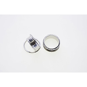 A Pair of 25mm 1 Inch Surgical Steel Screw Fit Plain Flesh Tunnel Ear Plugs Choose Your Design (Steel with Rounded Edges and Clear Gem) AP704