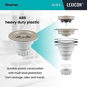 Lexicon Kitchen Sink Color Matched Strainer with Beige Finish, Fits 3.5 Inch Drain Hole LG-SB-B