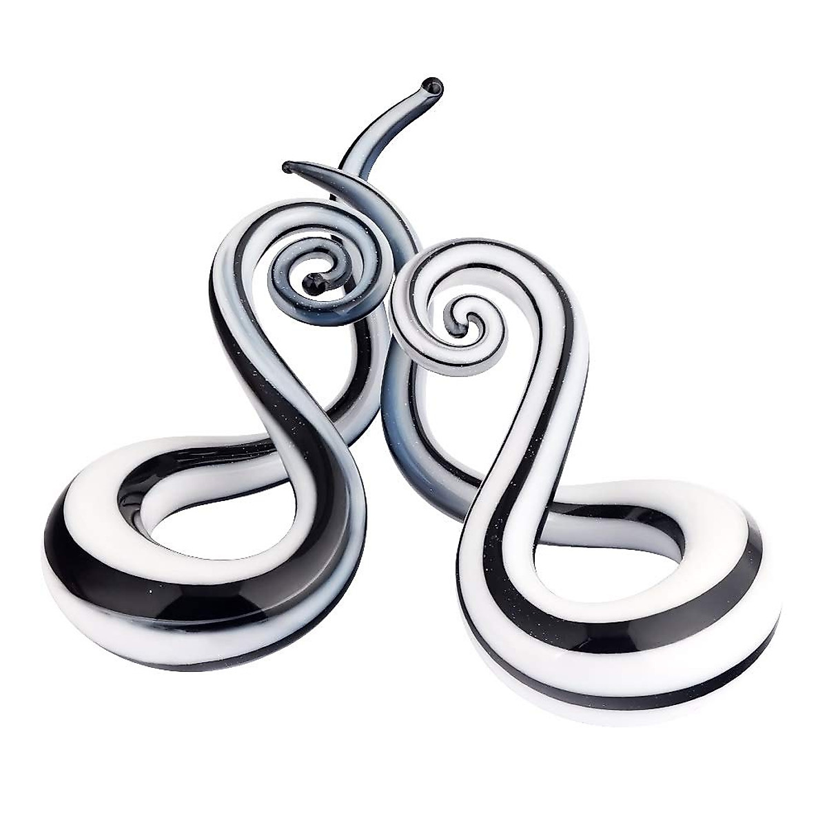 Qmcandy 2 Pieces Glass Spiral Tapers Glitter Twist Stretchers Ear Gauges 00g Black Lines