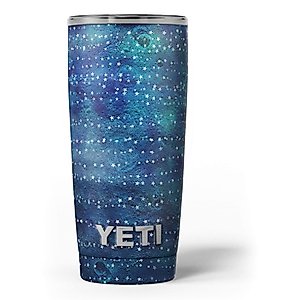 Design Skinz The Grungy Blue Green Stars Surface - Skin Decal Vinyl Wrap Kit Compatible with The Yeti Rambler Cooler Tumbler Cups