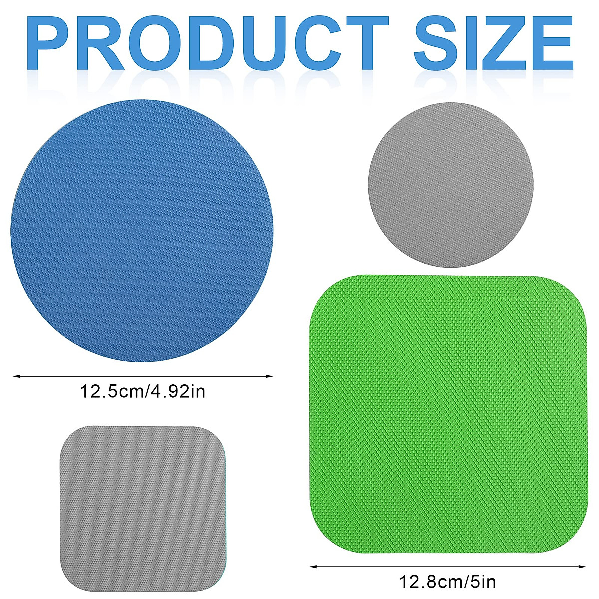 4pcs Jar Gripper Pads, Multifunctional Rubber Jar Gripper Pad Jar Opener Grippers Kitchen Coaster for Elderly Seniors Women Suffering from Arthritis Weak Hands (Blue, Green, Grey)