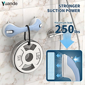 12 Inch 4 Pack Shower Grab Bar, YuanDe Suction Grab Bars for Bathtubs, Bathroom Safety Grip No Drilling Waterproof, Shower Handle Removable Shower Handrails for Seniors Elderly, (Blue&White